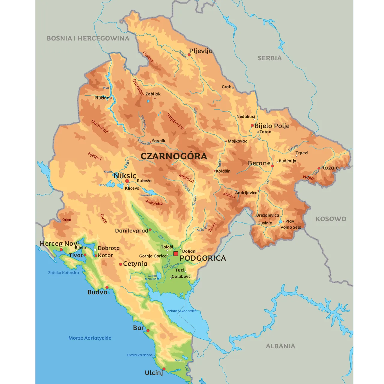 Mapa Czarnogóry